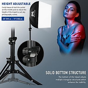 Softbox Lighting Kit, NiceVeedi 2-Pack 16'' x 16'' Softbox Photography Lighting Kit with 63” Tripod Stand & 5400K 450W Equivalent LED Bulb, Continuous Lighting for Photography/Video Record/Live Stream