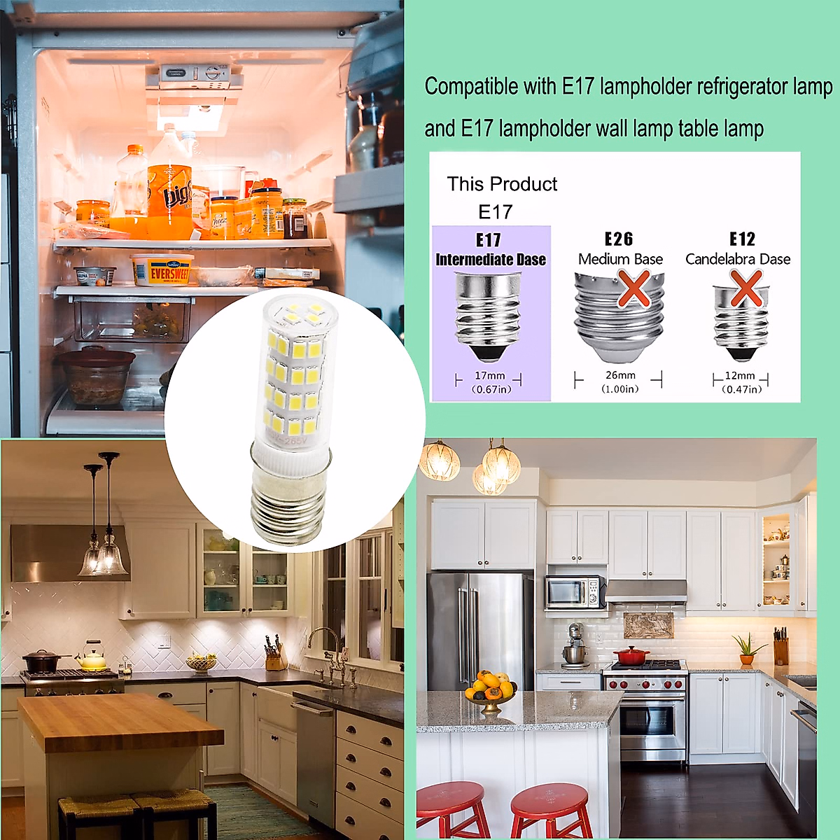 LaWana 5304517886 KEI D28a KEL2811 White Light LED Bulb Compatible with Frigidaire Kenmore Electrolux Crosley 100V-265V Freezer Lamp(White Light)