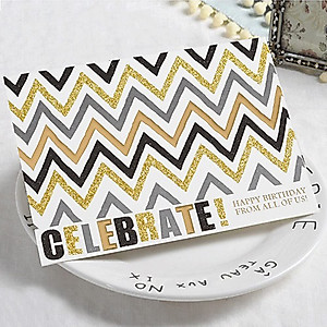 OfficeCastle 6 pcs Gold Foil Birthday Cards - Birthday Greeting Card Set for Women, Men, and Kids, 7”Lx5”H