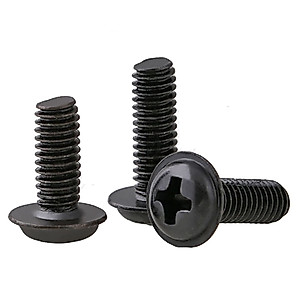 WSF-WUJIN, 50Pcs M2 M2.5 M3 M4 PWM DIN967 Black Pan Padded Screws Referral Computer Case Chassis Fixed Motherboard Screws with Pad (Color : 10mm, Size : 50pcs M3)