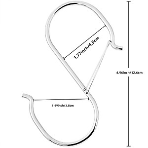 HCTESCO 4.96inch Large Size Silver S Hooks for Hanging - Heavy Duty, Ideal for Hanging Plants, Carabiner, and More! (16)