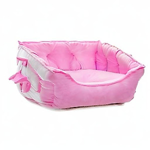 pawstrip Cute Princess Dog Bed, Soft Breathable Bowknot Pet Cat Cushion for Small Dogs, Waterproof Bottom, Self-Warming, Machine Washable (Pink)