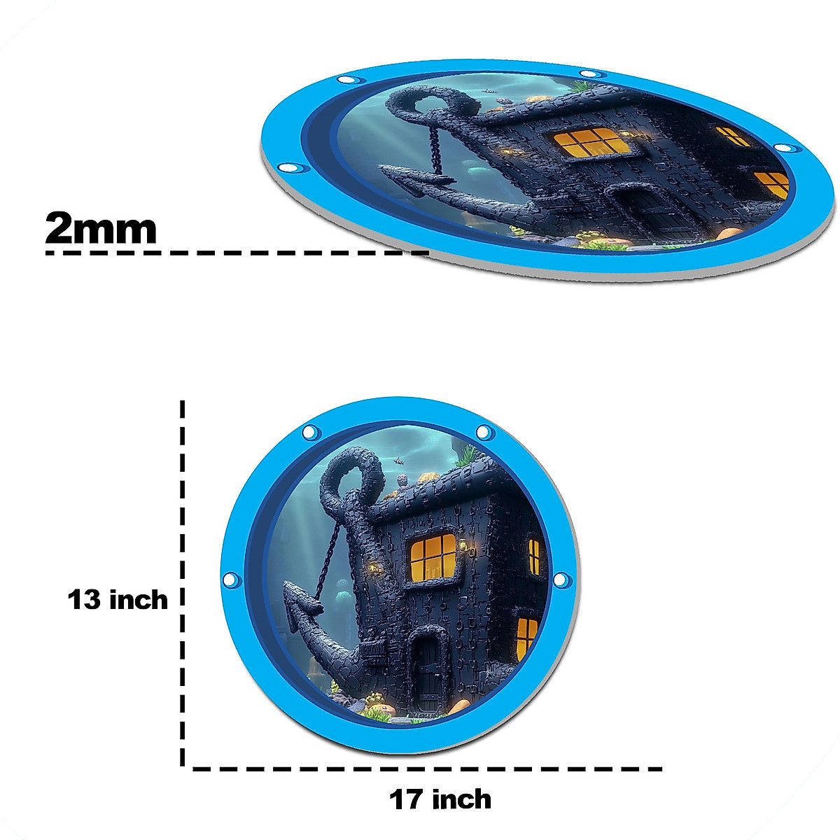 HK Studio Funny Ocean Porthole Cool Room Decor - Room Decor Y2K for Dorm, Teen Bedroom 12" Pack 4