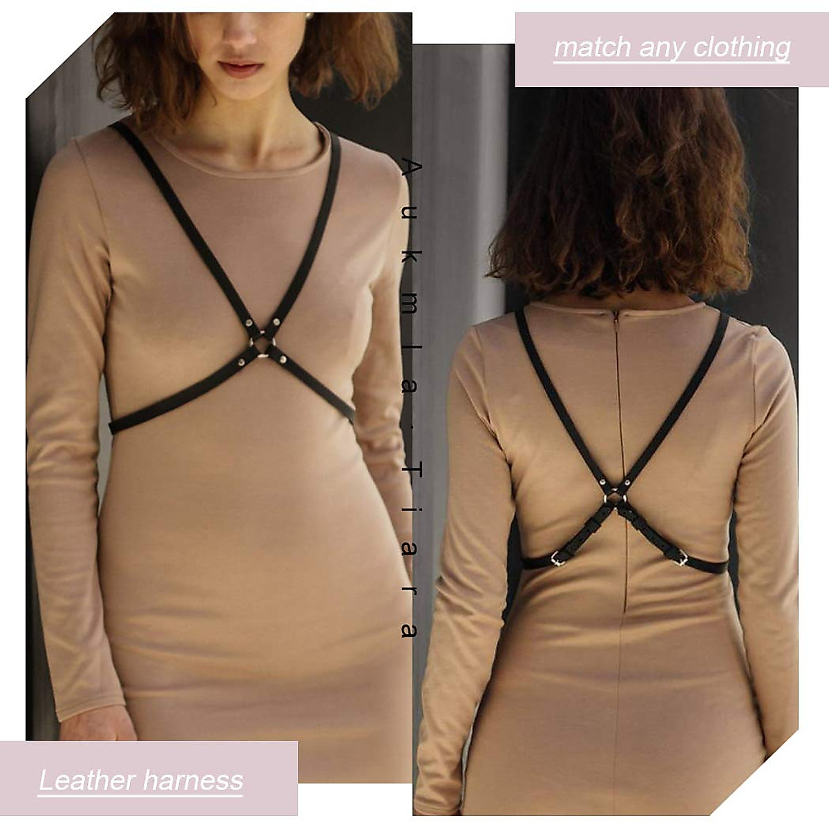 BODIY Punk Body Harness Black Gothic Leather Waist Chest Strap Belt Adjustable Rave Body Jewelry for Women and Girls