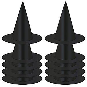 Elcoho 10 Pack Halloween Costume Witch Hat Halloween Costume Accessory for Holiday Halloween Party, Black