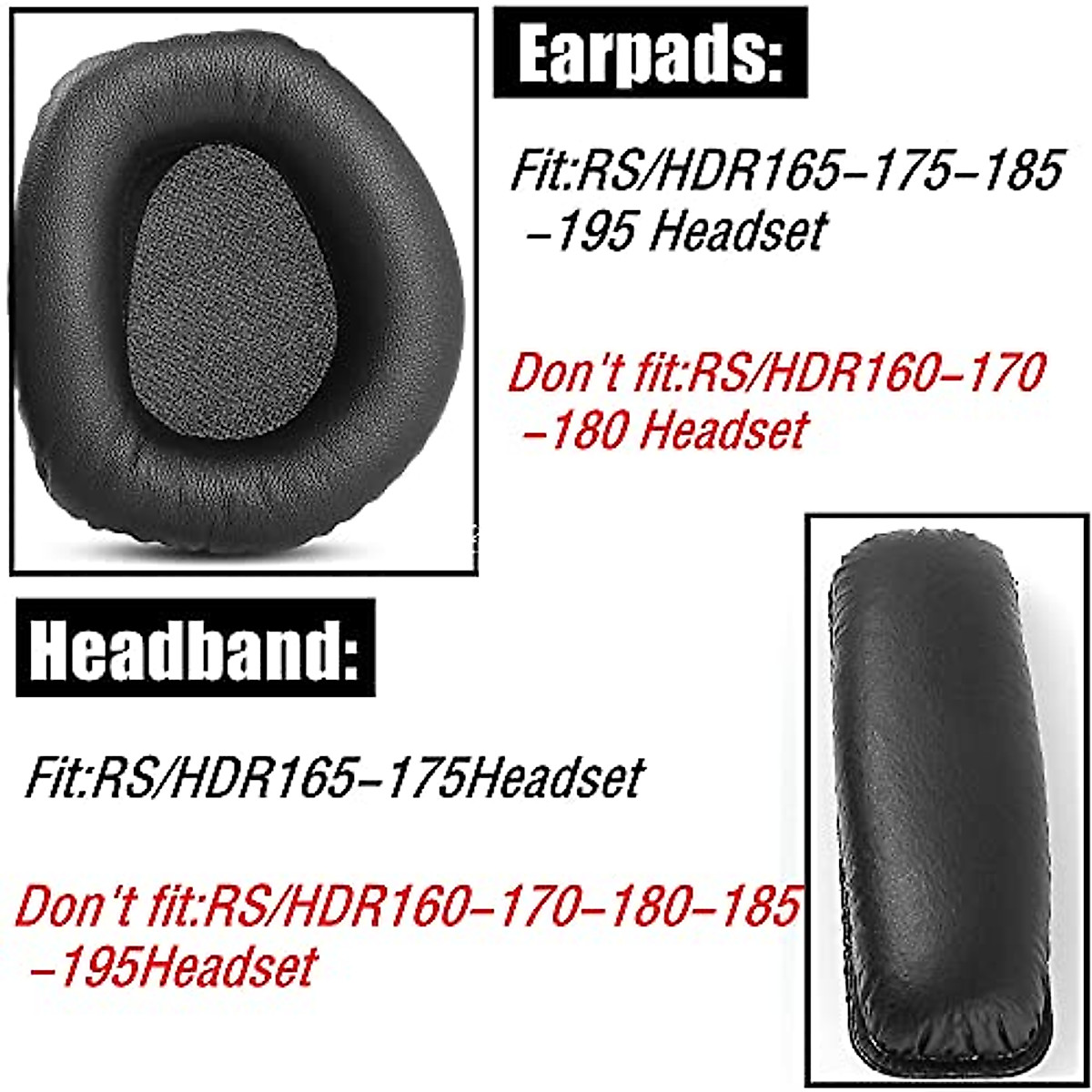 Upgrade Earpads Ear Cushion Protein Leather RS165 RS175 Replacement Compatible with Sennheiser HDR165 HDR175 Wireless Headset Headband Memory Foam