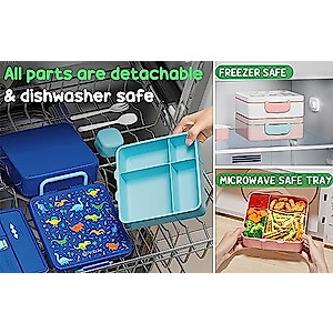 Fimibuke Kids Bento Lunch Box with 4 Compartments, Insulated lunch Bag, Stainless Steel Vacuum Thermos Food Jar, Ice Pack & Utensils Set, Birthday Gifts for Aged 3-12 Back to School Toddler Girls Boys