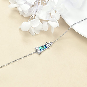ONEFINITY Lighthouse Bracelet For Women Sterling Silver Lighthouse Pendant Bracelet Abalone Shell Birthday Jewelry Gift For Lover