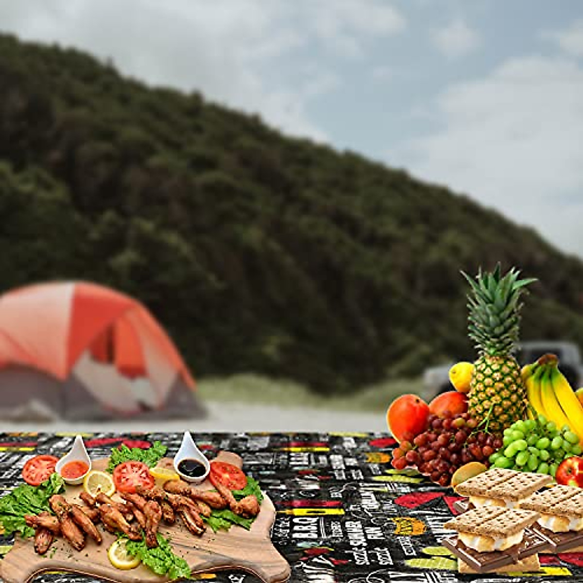 CT DISCOUNT STORE 3 Pc Picnic Table Cover Outdoor - Including The 2 Bench Seats with Elastic Edges - Versatile Color Scheme That's Reflective of The Summer Season - Family Chill and Grill BBQ