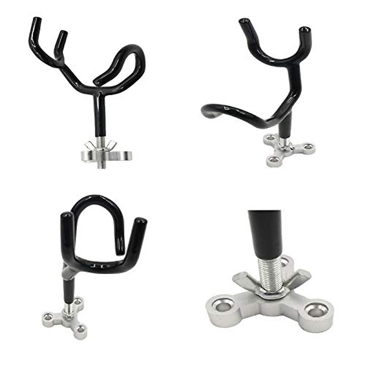 4PCS Sure Grip Steel 20 Degree Angle Rod Holder with Mounting Base Fishing Rod Holder for Boat, Ship, Yacht and More for Fishing Lovers