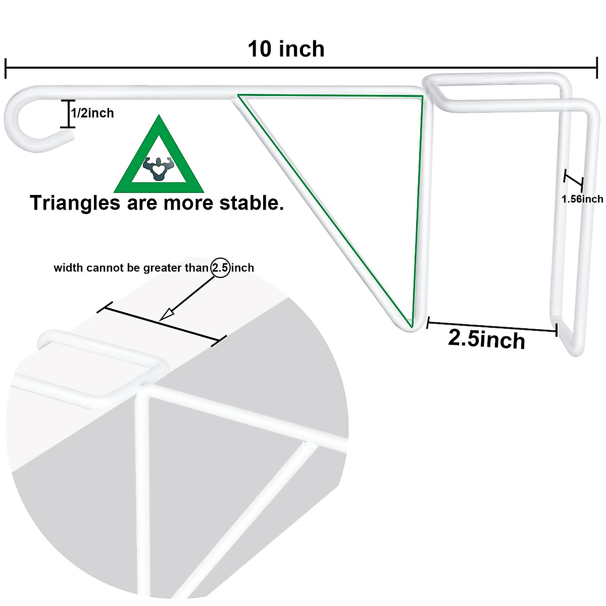 Zacool Vinyl Fence Hooks-4 Pack 5 x 10 Inches Heavy Duty White Patio Hooks Coated Steel Fence Hangers for Hanging Plants Bird Feeders,Lights,Basket,Pool Tools