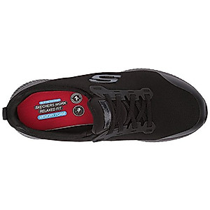 Skechers for Work Women's Squad SR Food Service Shoe, black flat knit, 5.5 M US