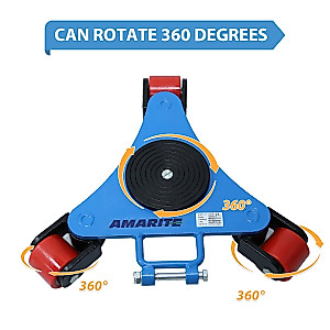Amarite Machine Skates - Heavy Duty 2t Machinery Skates with 4400lbs Capacity and 3 Swivel Rollers for Warehouse and Workshop Transport - Machine Skate and Equipment Dolly Skate