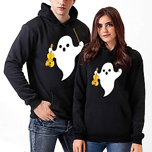 CapsA Halloween Costumes for Couples,Bone Hoodies Skeleton Halloween Costume, Pumpkin Print Sweatshirt Blouse