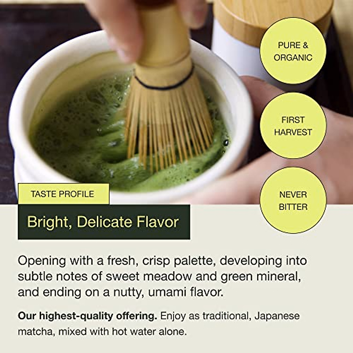 Encha Ceremonial Grade Matcha Powder - First Harvest Organic Japanese Matcha Green Tea Powder, From Uji, Japan (60g/2.12oz)