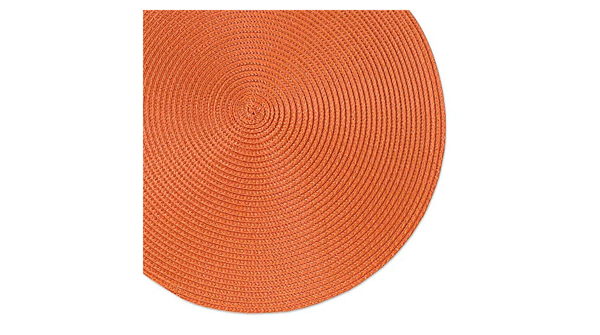 DII Classic Woven Placemat Set - 6 Orange Round Table Mats