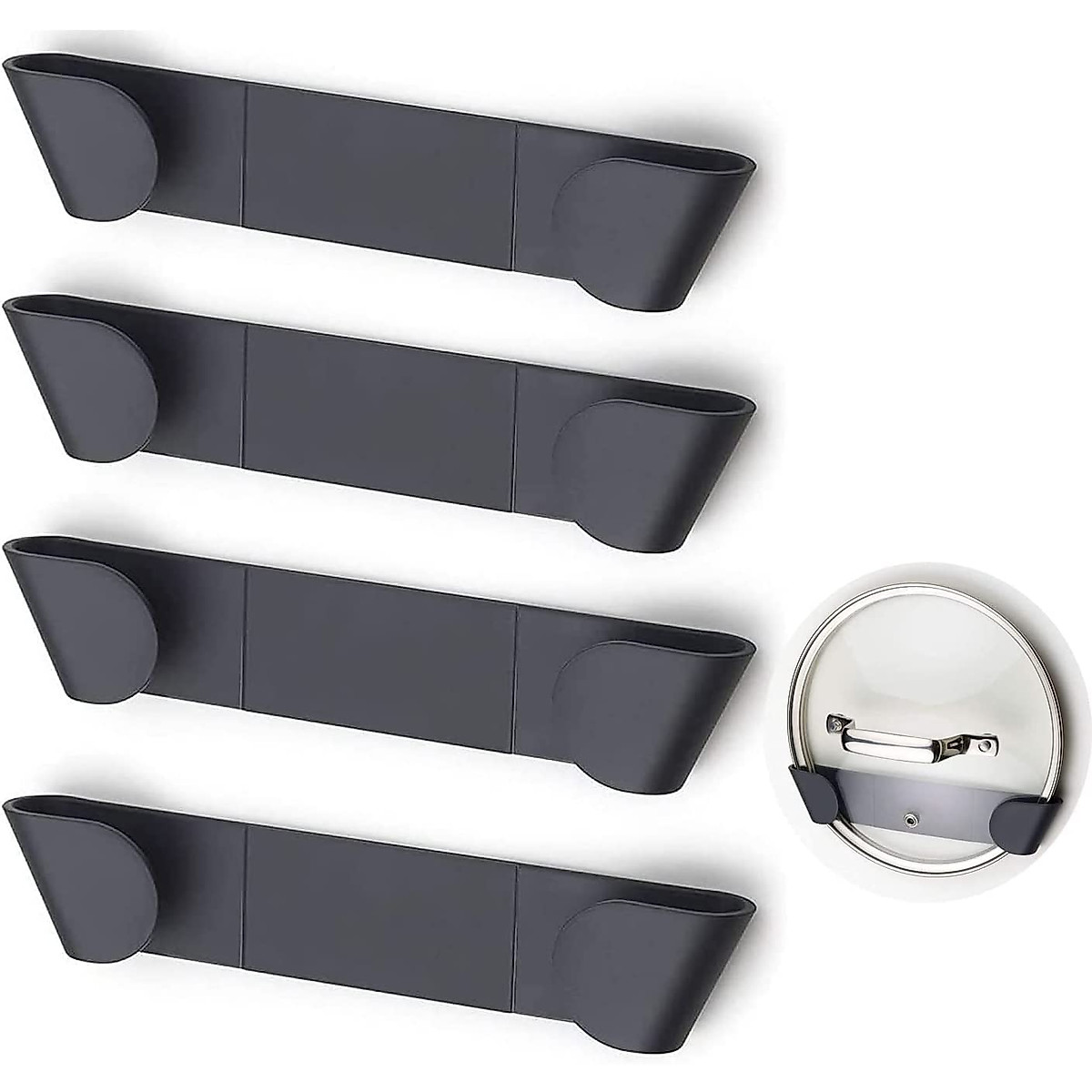 Komost Pan Lid Holder, Pot Lid Organizer for Cabinet Door, Pan Pot Cover Holder for Kitchen, Set of 4