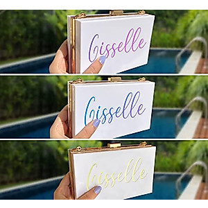Custom Clutch Bag Add Your Text Bridal Shower Engagement Gift Shoulder Acrylic Handbag Women Purse