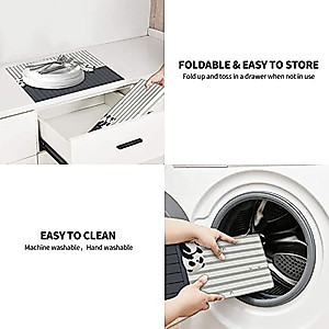 Funny Baby Panda Printed Drying Mat For Kitchen Ultra Absorbent Microfiber Dishes Drainer Mats Non-Slip Silicone Quick Dry Pad - 18 X 16inch