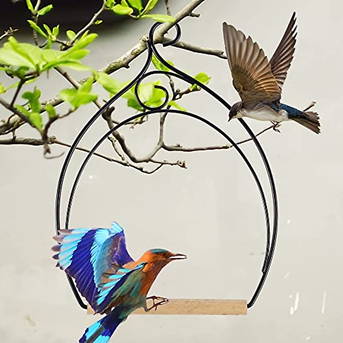 winemana Set of 3 Hummingbird Swings, Rust Resistant Metal Frame, Wooden Dowel, Attach to Bird Feeders, Perfect for Hanging Indoor Office Outdoor Trunk Lawn Patio Garden (7.4" x 5.5")