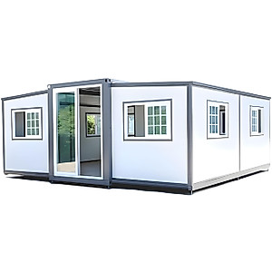 Green Swift 19x20FT Prefabricated Tiny Home: Mobile, Lockable Door, Outdoor Storage, Restroom & Cabinet - Ideal for Hotels, Kiosks, Booths, white