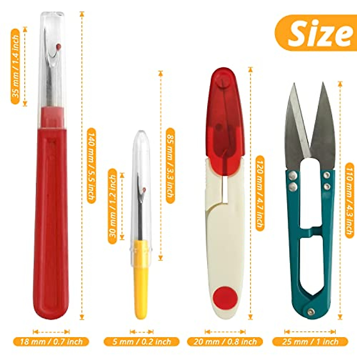 DEFUTAY 7 Pcs Seam Sewing Ripper Set, Thread Remover Kit with 2 Scissors, Handy Stitch Ripper Sewing Tool for Opening Seams,Hems(7 in 1)