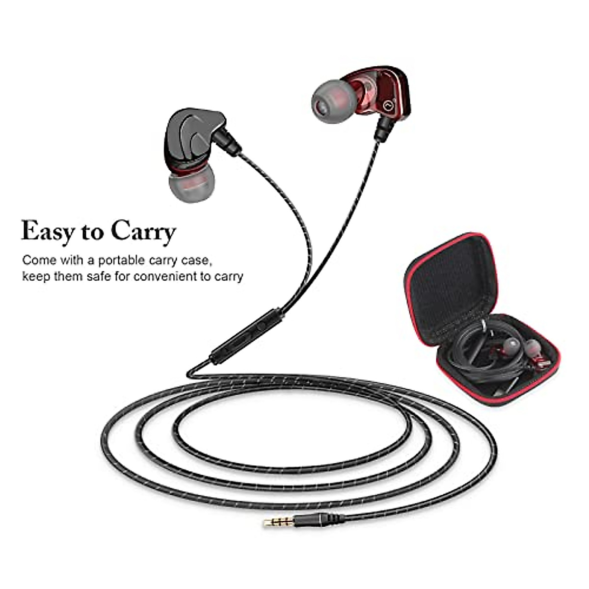 JAKPAK 3.5mm Earphone for Samsung A13 A12 A32 Wired Sport Earphones with Mic Volume Control Noise Canceling Deep Bass Stereo Sound Earbuds for Samsung A03s A02S S10 S9, Moto G Stylus,G Pure,One 5G Ace