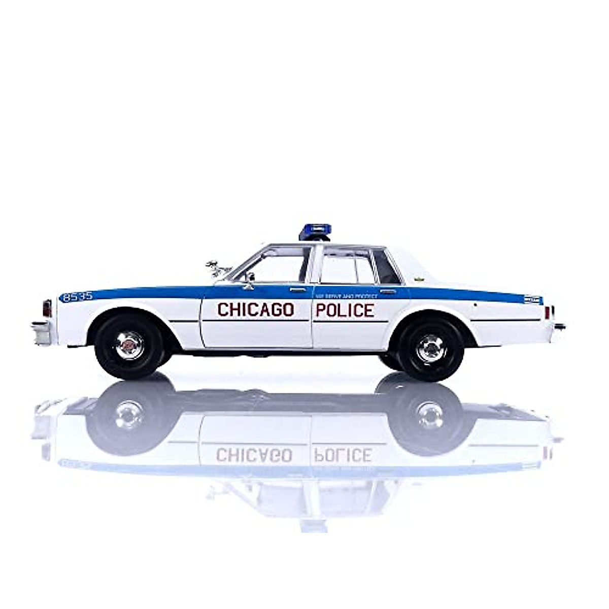 1989 Chevy Caprice White with Blue Stripes City of Chicago Police Department Artisan Collection 1/18 Diecast Model Car by Greenlight 19128