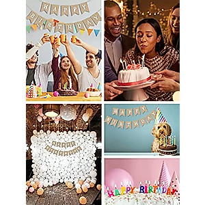 Mandala Crafts Burlap Happy Birthday Banner - Happy Birthday Burlap Banner Garland Bunting Pendant Flag for Rustic Birthday Decorations -Boho Burlap Birthday Banner for Adults