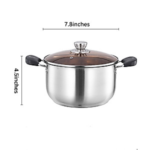 Stock Pot 3 Quart, UNOSCHRIM Stainless Steel Pot, Small Stock Pot with Glass Lid and Steam Hole, Double Handled Cooking Pot for Cooking Soup, Spaghetti, Vegetable or Heat-up Milk, All Stove Compatible