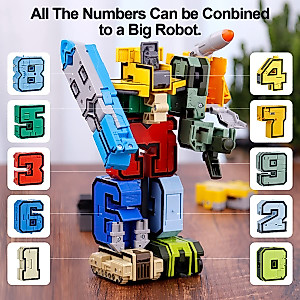 15 Pcs Number Rots Robots Transforming Blocks Toys for 3 4 5+ 6 7 8 Years Old Boys Girls Figure Toy STEM for Montessori Teaching Preschool Learning & Education Bot Bots Toys