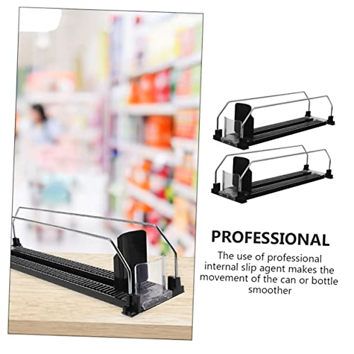 FELTECHELECTR Refrigerator Beverage Shelf Drink Dispenser Fridge Organizer 2pcs Drink Pusher Black Pulley Abs Air Curtain Cabinet Vending Machine Beverage Dispenser Fridge Drink Pusher