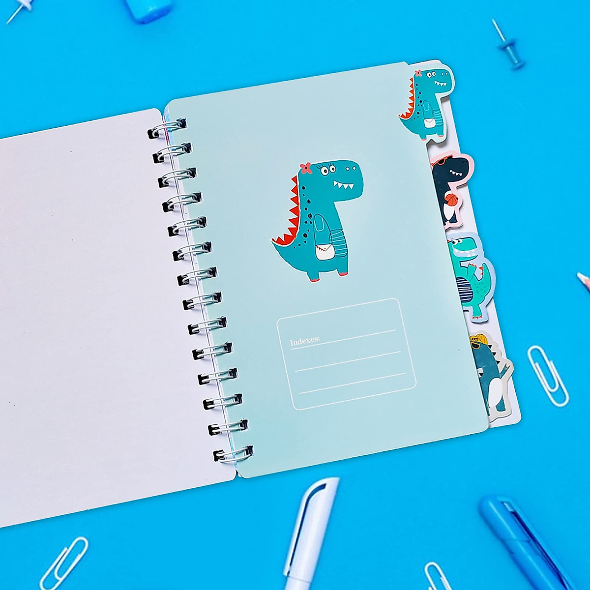 Rhuyoshn Dino Notebooks for Kids - Small Cartoon Spiral Notepads - 4 Pack Cute Dianosaur Writing Journal Diary Note Pads, Lined Paper, for Boys Students