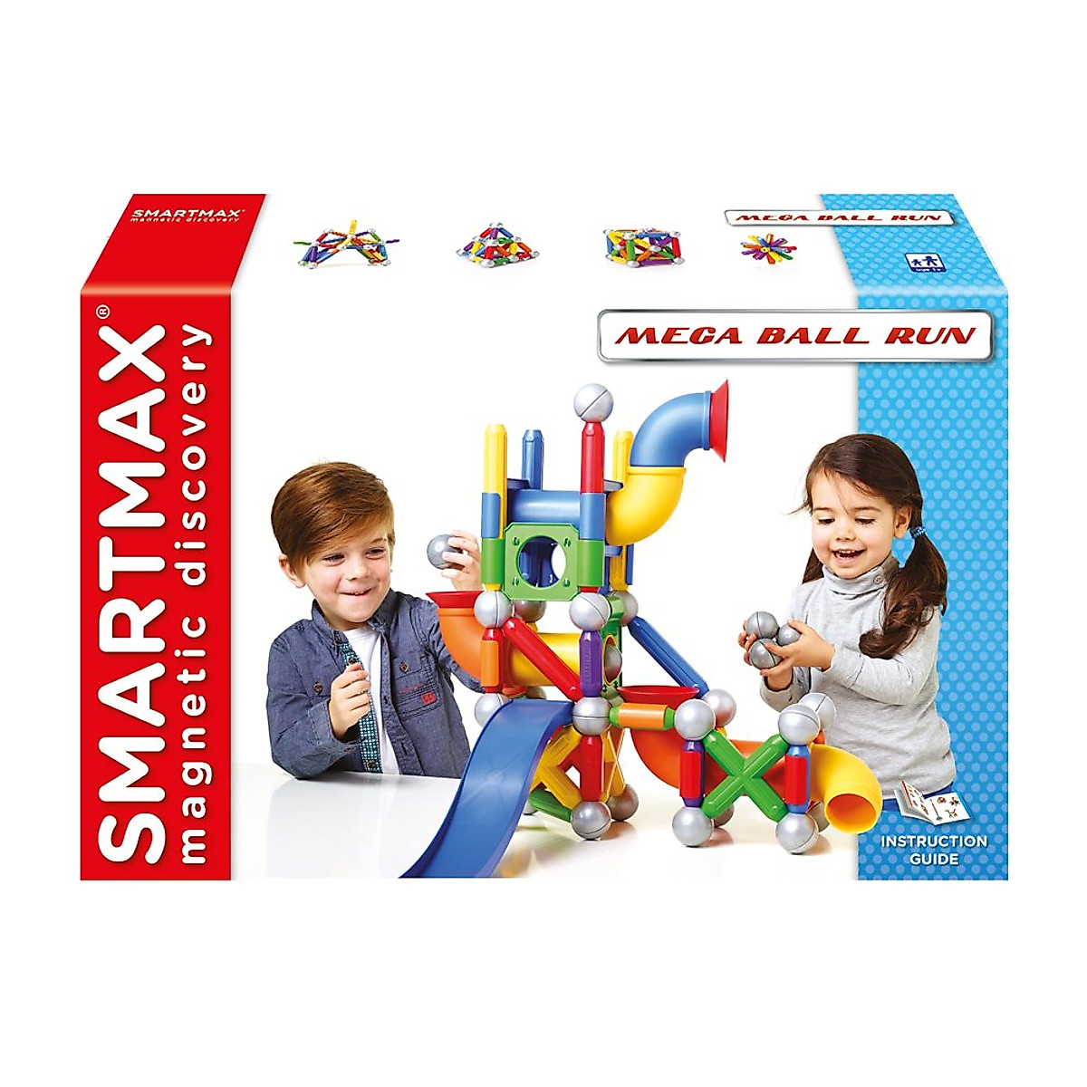 SmartMax Mega Ball Run STEM Magnetic Discovery Building and Ball Run Set Featuring Safe, Extra-Strong, Oversized Building Pieces for Ages 3+