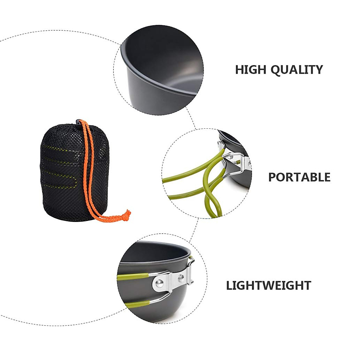 BESPORTBLE 1 Set Camping Pan Set Aluminum Alloy Cookware Camping Tool Portable Cutlery Camping Utensils Camping Pots Camping Cookware