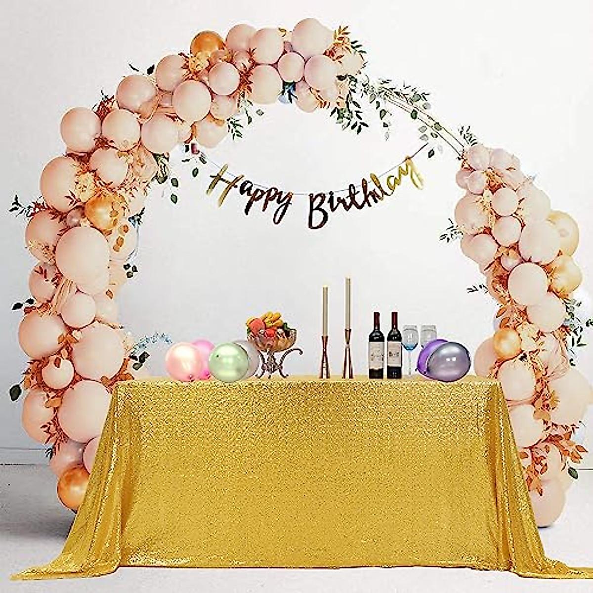 CEMIALLY Gold Sequin Tablecloth for Parties Decoration,50"x50" Rectangle Cover Overlay Sparkle Glitter Shimmer Small Table Cloth for Wedding Birthday Baby Shower Bridal Banquet Dessert Reception Table