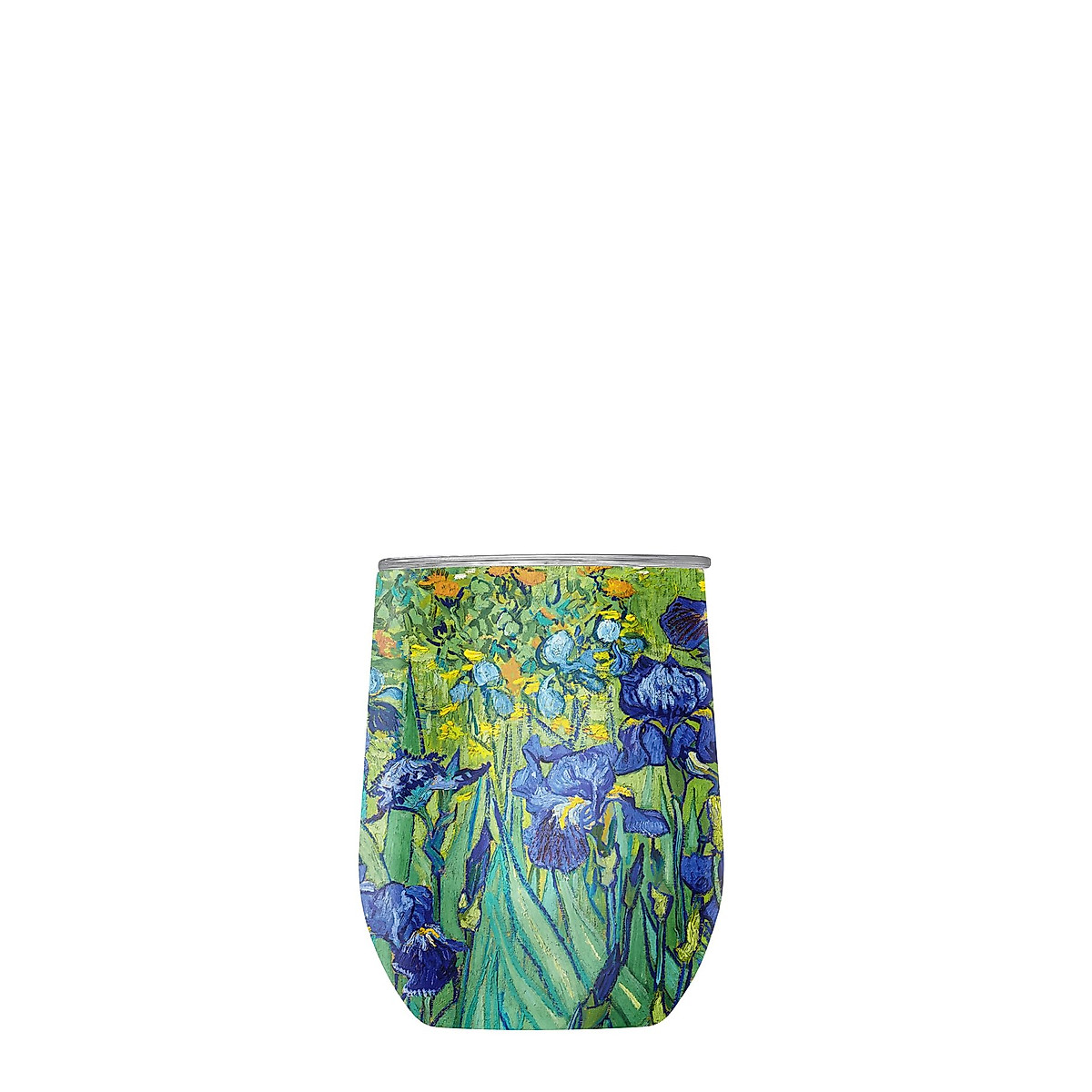 RainCaper 18/8 Stainless Steel Insulated Stemless Wine Tumbler | 12oz, BPA-Free, Double Wall for Hot & Cold | Travel-Friendly, Cup Holder Ready (van Gogh Irises)