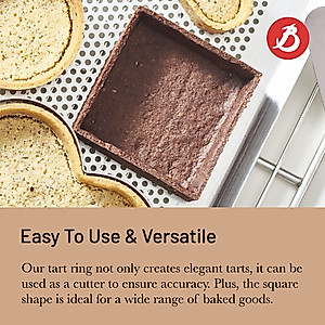 de Buyer Perforated Square Tart Ring - L: 2.75” x H: 0.8” - Perfect for Baking Beautifully Crisp Tarts - Easy to Use & Clean - Made in France