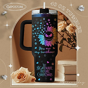 GEPOSTORE Movie Lover Gifts, Christmas Before Movie 40 oz Laser Tumbler Handle and Straw, Jack Sunshine Movie Tumblers Cup, Halloween Mug, Birthday Gifts for Couple