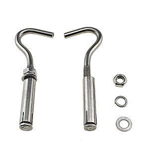 Hahiyo M6 304 Stainless Steel Expansion Hook Bolt Eye Self-Tapping Screws Open Cup Hold Secure Rock Solid Hard to Pull Out Easy Install for Hanging String Lights Ceiling Silver 5pieces