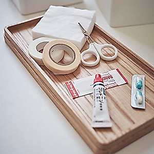 YAMAZAKI Home First Aid Box Three Tiered Medical Supplies Metal Organizer With Multicompartment Storage, Steel + Wood, Handles, Lid, No Assembly Req.