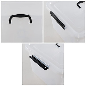 Esdiplot 4 Pack 17.5 L Stackable Latching Container Bins with Lid, Clear Plastic Storage Box with Handle