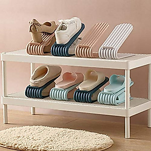 Cabilock Shoe Shelf Shoe Shelf Shoe Hanger 4pcs Shoe Slots Organizer Adjustable Shoe Stacker Space Saver Shoe Rack Holder for Closet Organization (Random Color) Shoe Holders Shoe Cabinet Shoe Cabinet