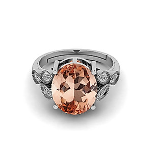 LMDPRAJAPATIS 6.25 Ratti Natural Morganite Stone German Silver Ring Special Occasion Wear for Women And Men