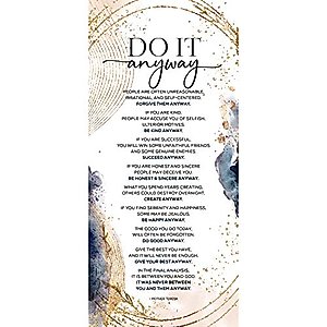 DEXSA Mother Teresa Quote Wood Plaque - Made in the USA - 5.5 in x 12 in - Classy Vertical Frame Wall Hanging Decoration |Do it Anyway - Mother Teresa | Christian Family Religious Home Decor Saying
