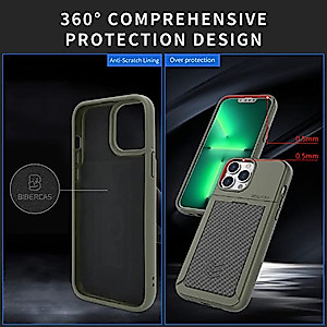 BIBERCAS for iPhone 13 Pro Max Wallet Case, with Card Holder & Camera Protector, [Anti-Scratch Lining][8 FT Anti-Drop], Sliding Card Holder iPhone 13 Pro Max Case 6.7" (Green)