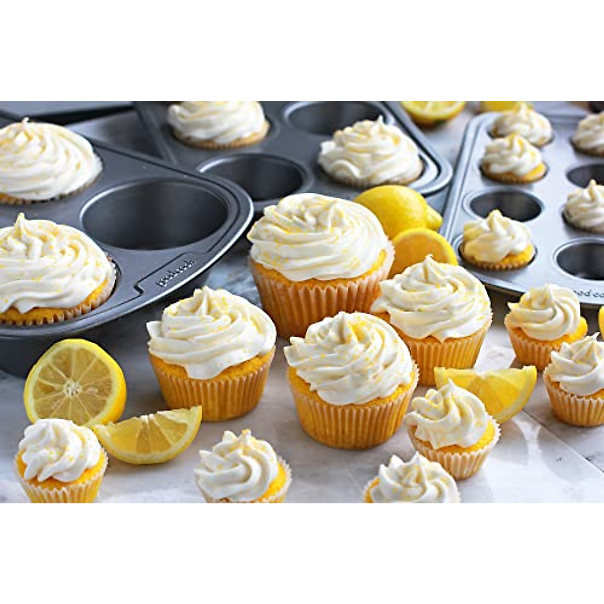 Good Cook 04033 Non-Stick Texas Muffin Pan, Steel, 3-1/2 in Dia x 16-1/2 in L x 10 in W x 8.7 in H