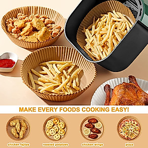 CANANA 100pcs Square 8.5 inch air fryer parchment paper,perforated parchment paper for air fryer,ovens & microwaves or 8-9 inches bamboo or metal steamers.