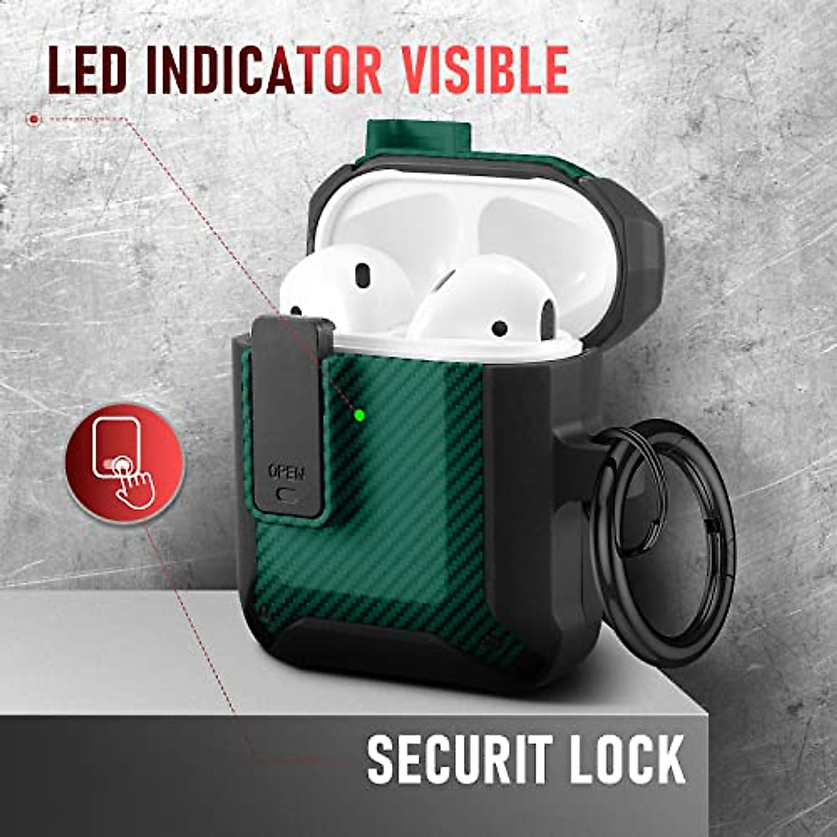 Maxjoy for Airpods Case Cover for AirPod 2 & 1,Military Armor Series Full-Body AirPod 2nd Generation Case,Secure Lock Protective Case for Apple AirPod,Wireless AirPod Cases for Men Women (Green)