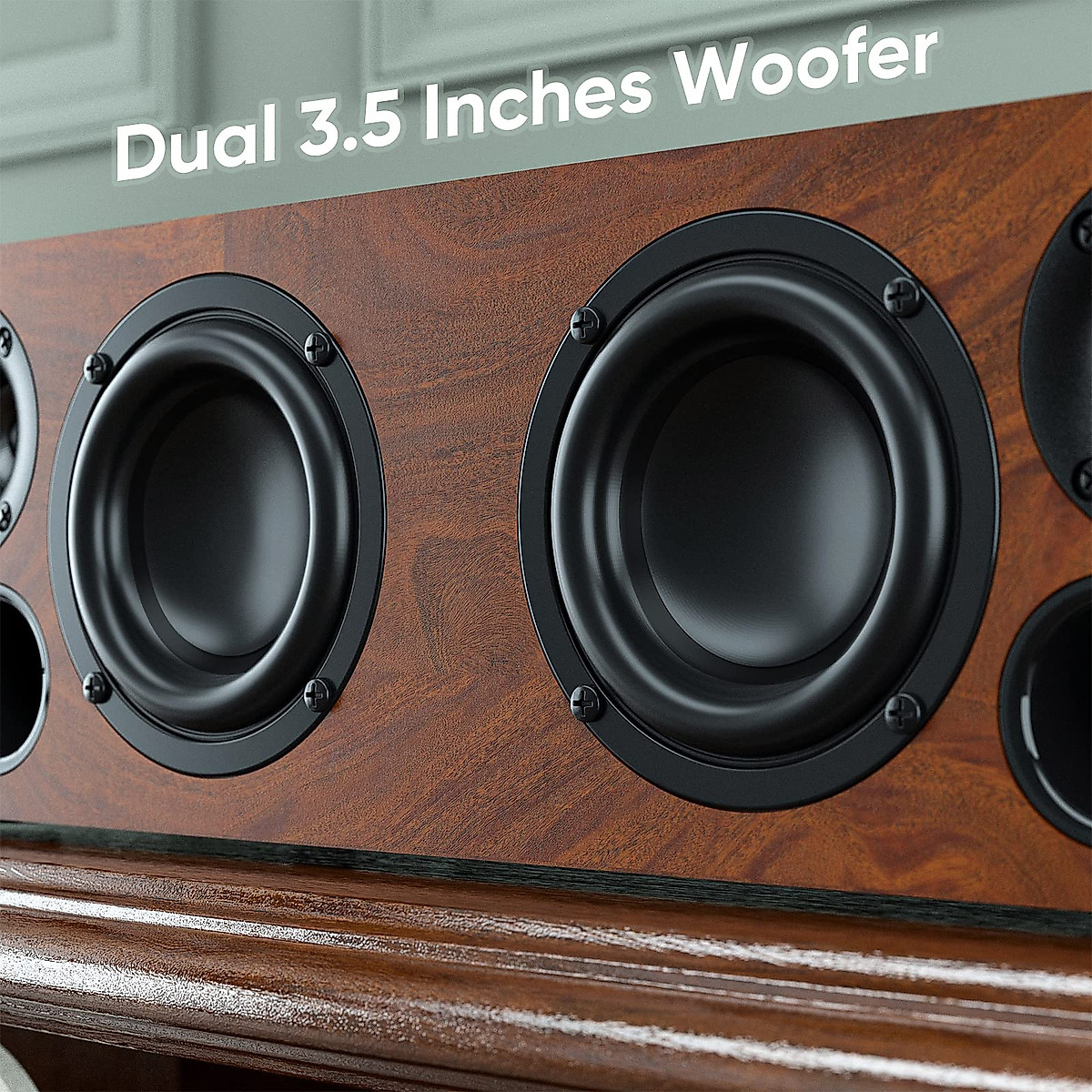 Saiyin Sound Bars for TV, 16.5'' Wooden TV Speakers Soundbar Home Theater Surround Sound System with Dual 3.5'' Woofers, Bluetooth 5.0 and HDMI ARC/Optical/AUX Input for TV, Projector, Record Player